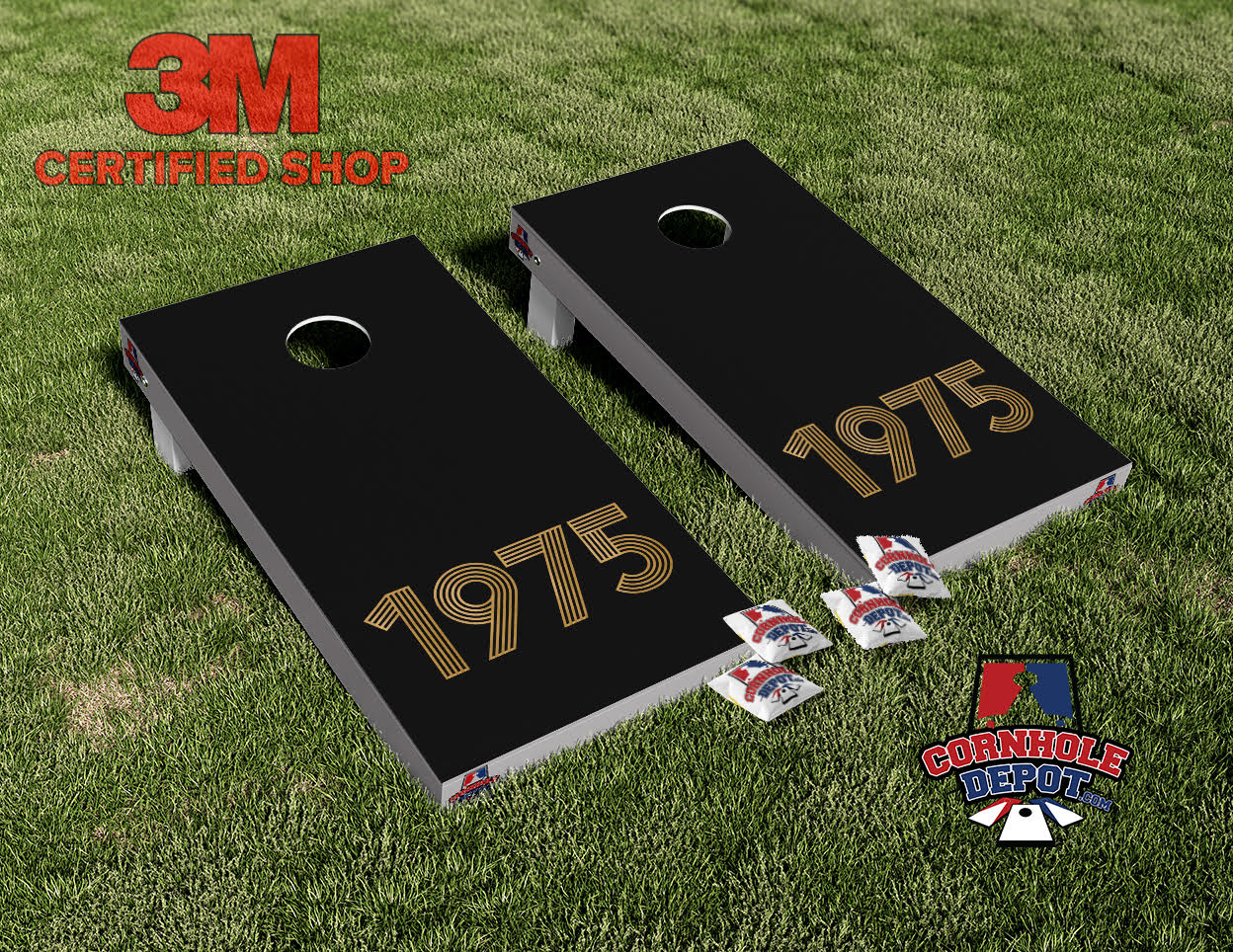 1975 Black Cornhole Board Vinyl Wrap Skins Laminated Sticker Set Decal ...