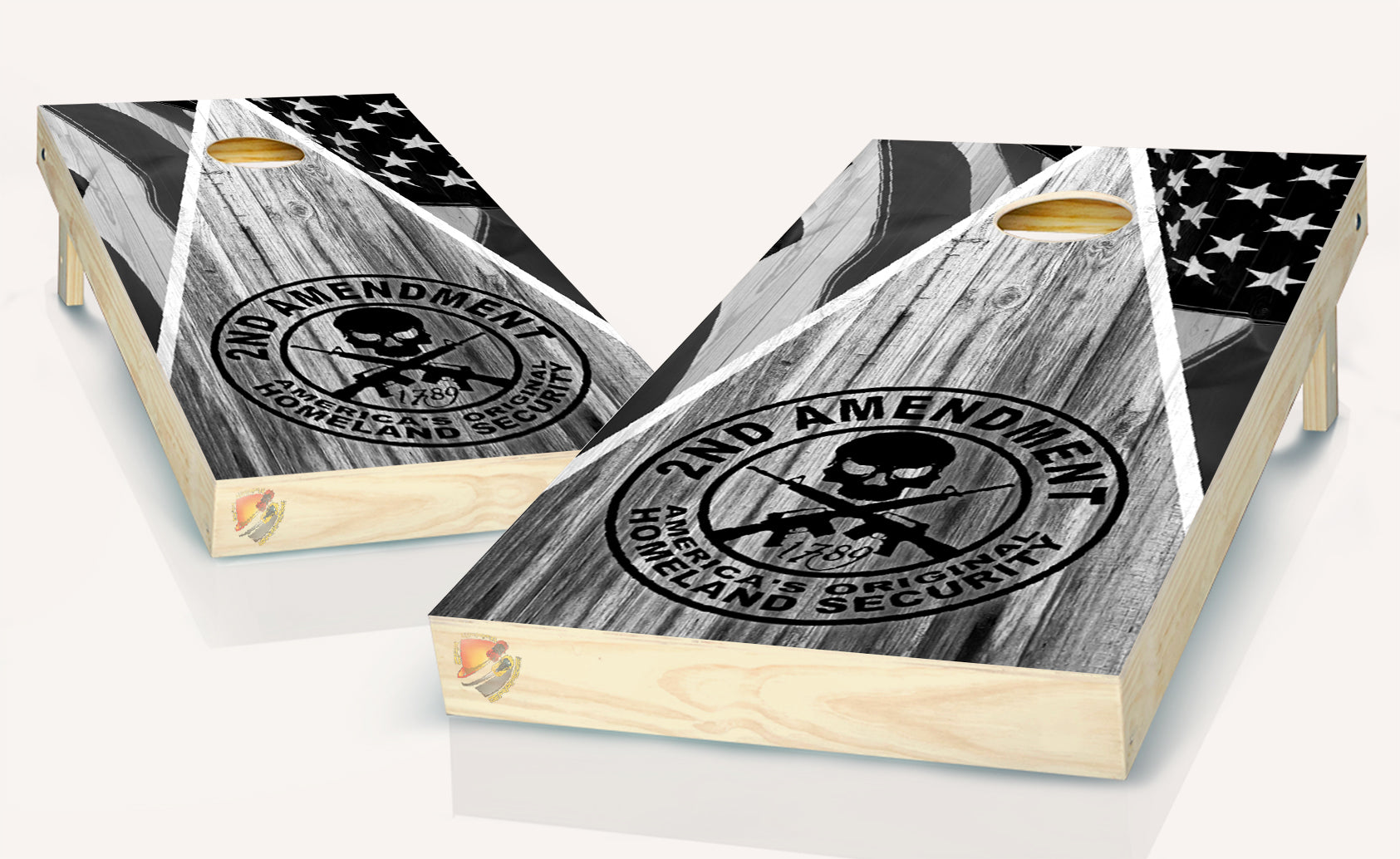 American Flag 2nd Amendment Black and White Cornhole Board Vinyl Wrap ...