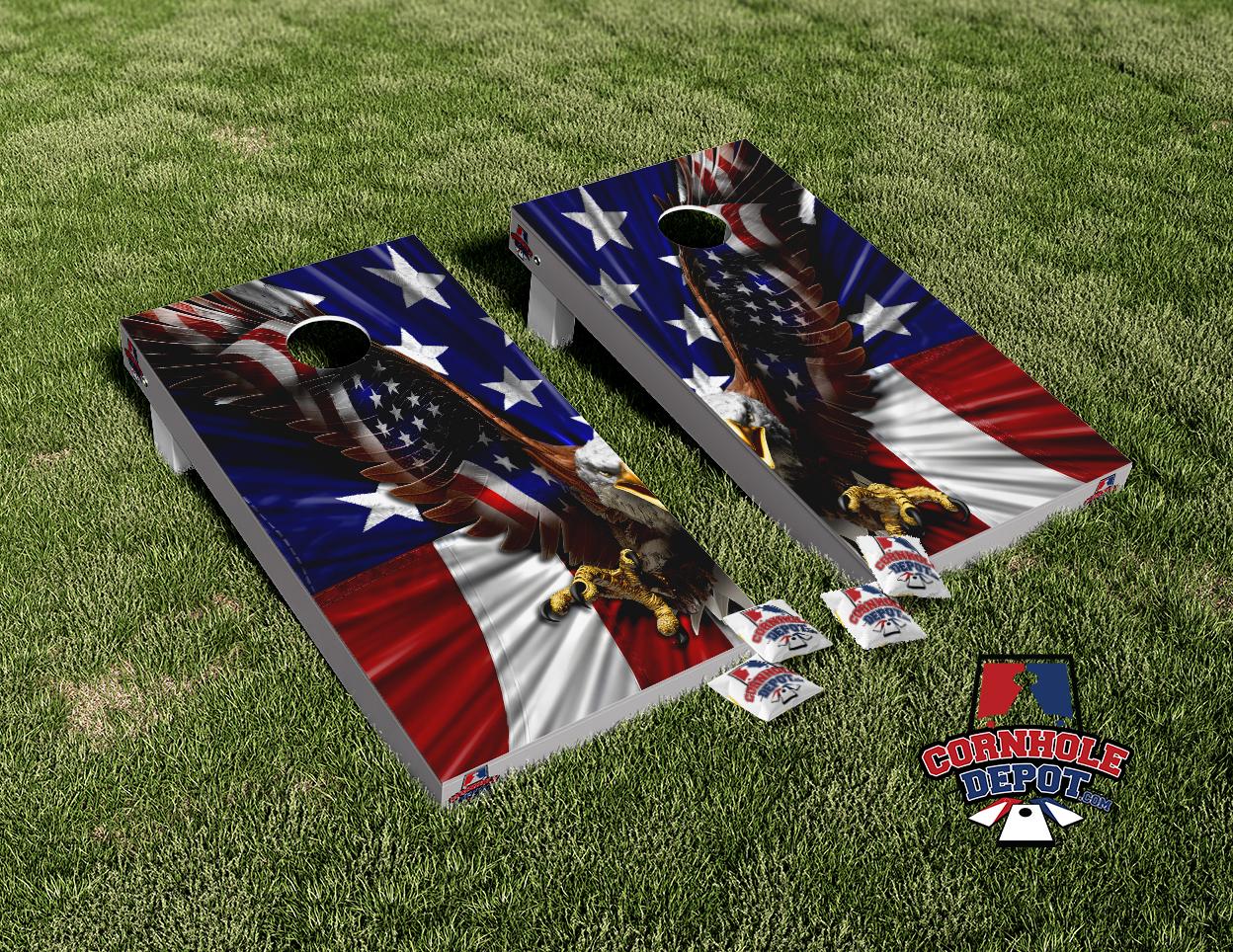 American Flag Bald Eagle Patriotic Cornhole Board Vinyl Wrap Skins Lam ...