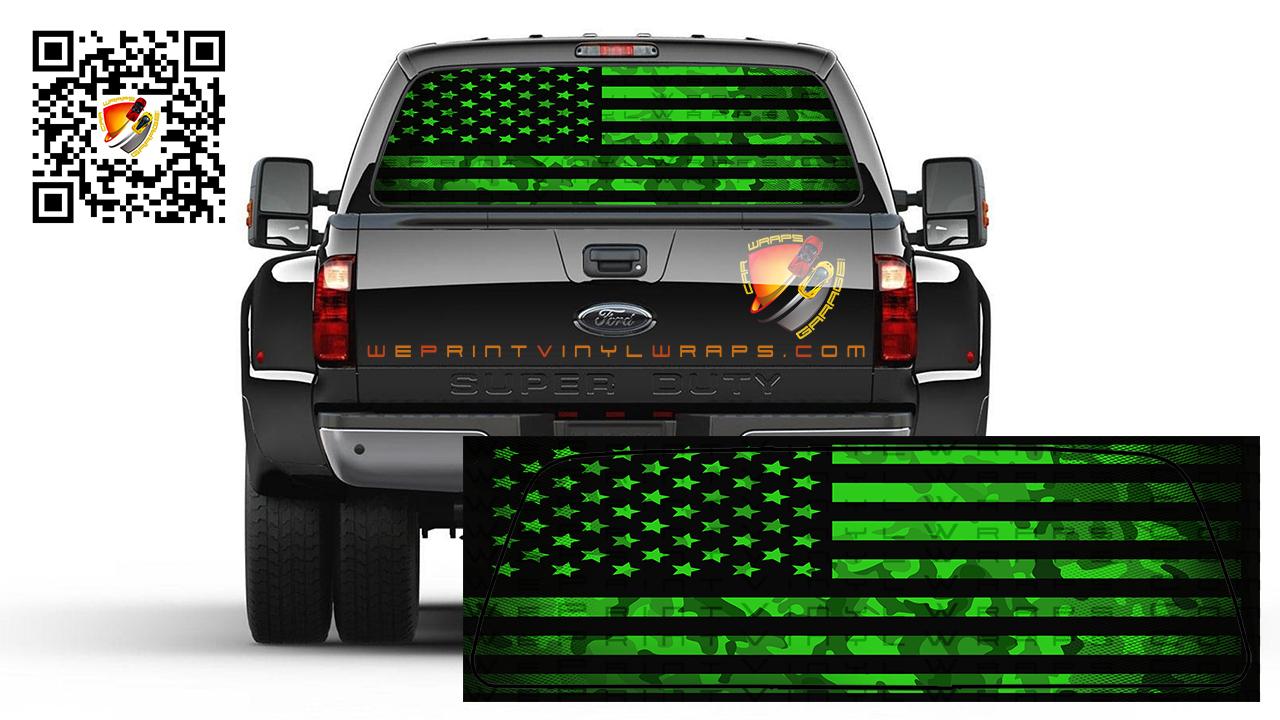 American Flag Green Camouflage Patriotic Rear Window Tint Perforated V ...