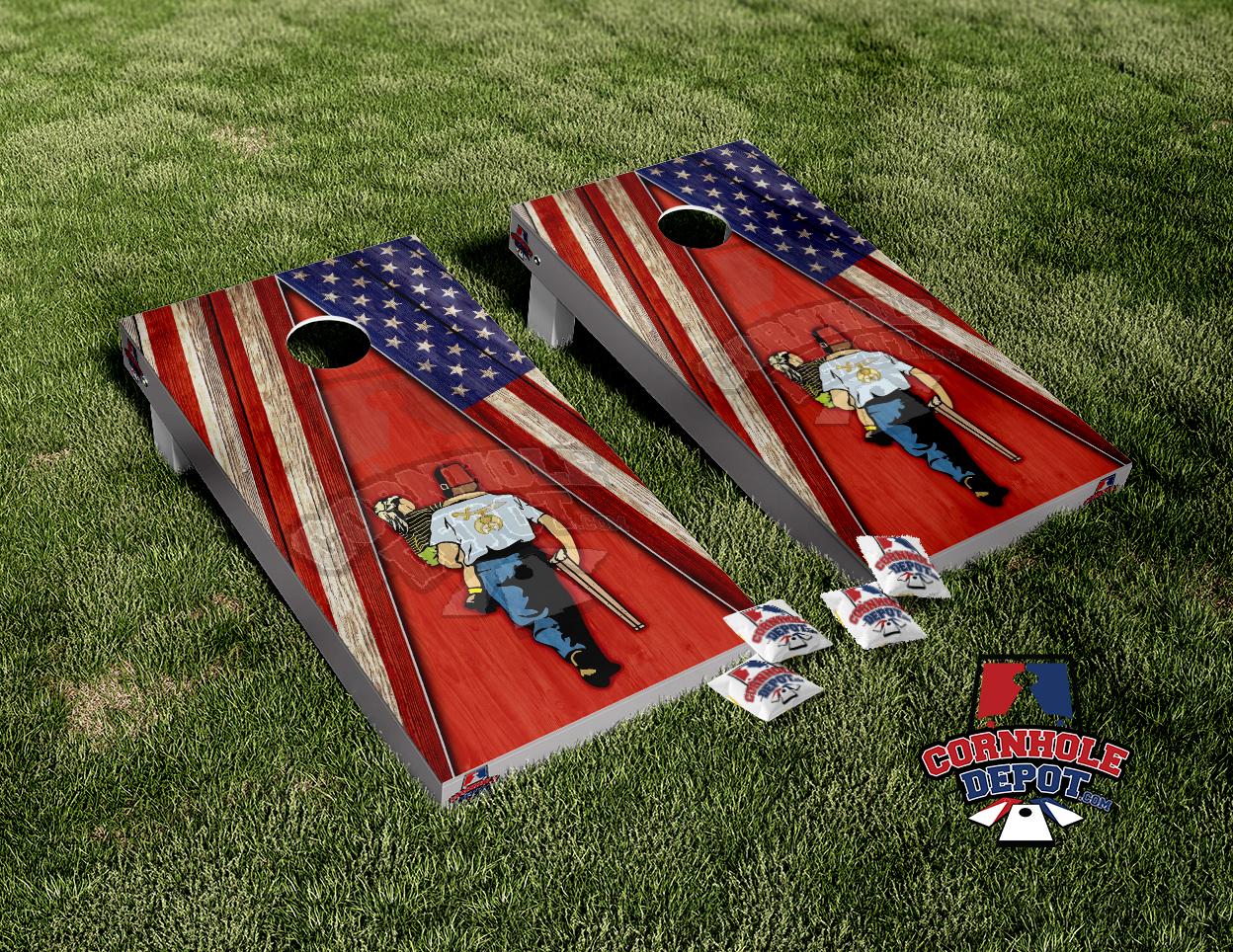 American Flag Shriner Cornhole Board Vinyl Wrap Skins Laminated Sticke ...