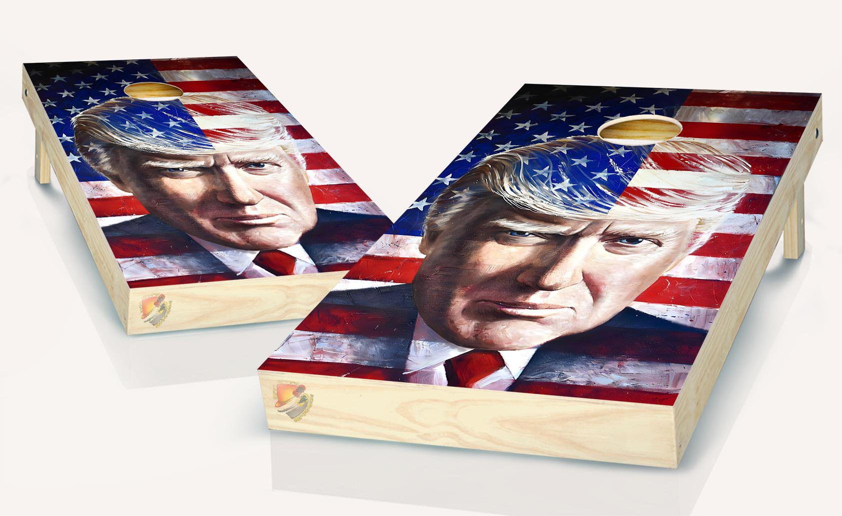 American Flag Trump Cornhole Board Vinyl Wrap Laminated Sticker Set De ...