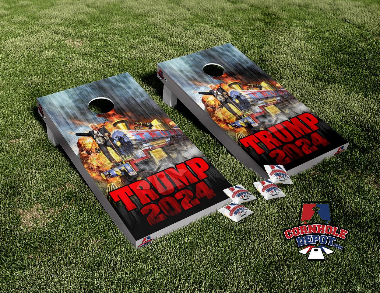 Trump Train 2024 Cornhole Board Vinyl Wrap Skins Laminated Sticker Set ...