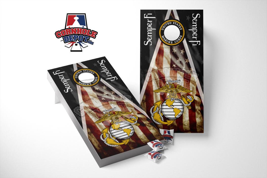 American Flag Vintage Cornhole Board Vinyl Wrap Skins Laminated Decal ...