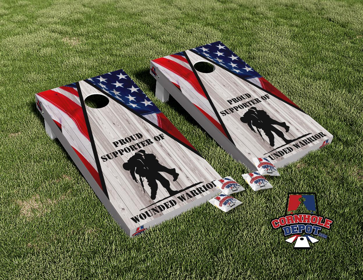 American Flag Wounded Warrior Cornhole Board Vinyl Wrap Skins Laminate ...