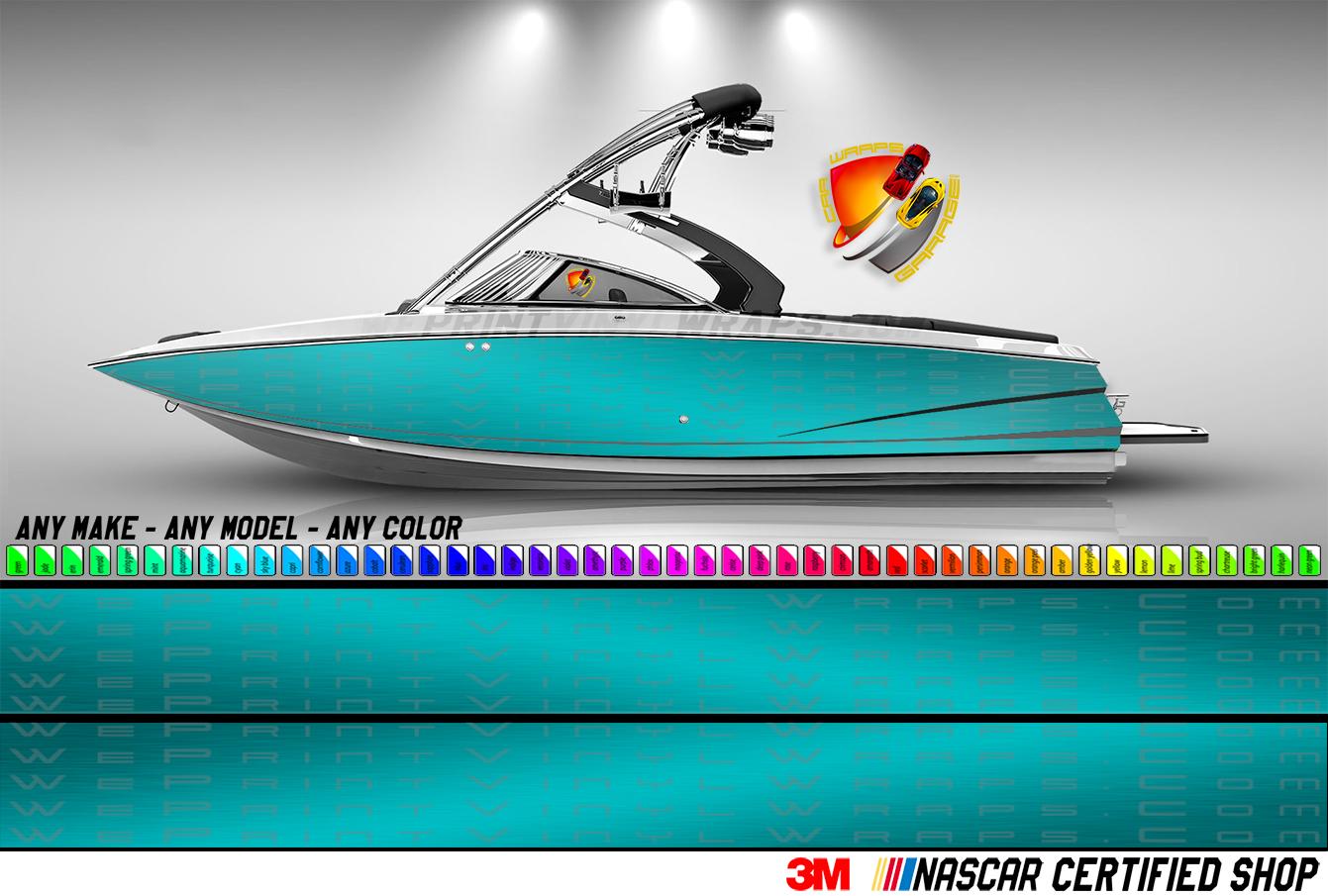 Aqua Printed Brushed Aluminum Pattern Graphic Boat Vinyl Wrap Fishing ...