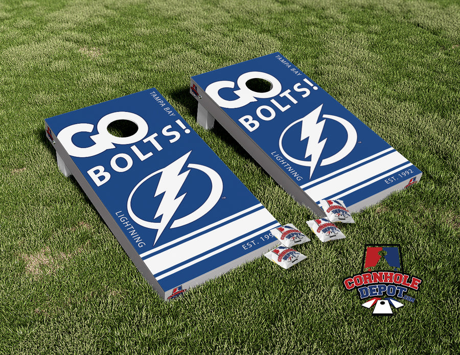 Tampa Bay Lightning Bolts Cornhole Board Vinyl Wrap Skins Laminated St ...