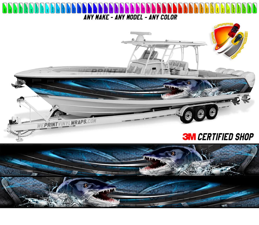 Barracuda Fish Graphic Vinyl Boat Wrap Fishing Pontoon Sportsman Conso ...
