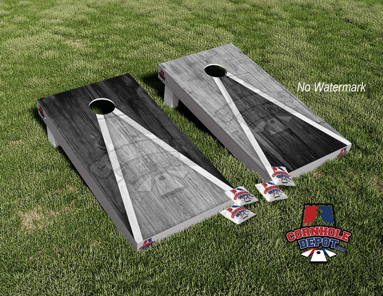 Black and Gray Wood Triangle Style Cornhole Board Vinyl Wrap Skins Lam ...