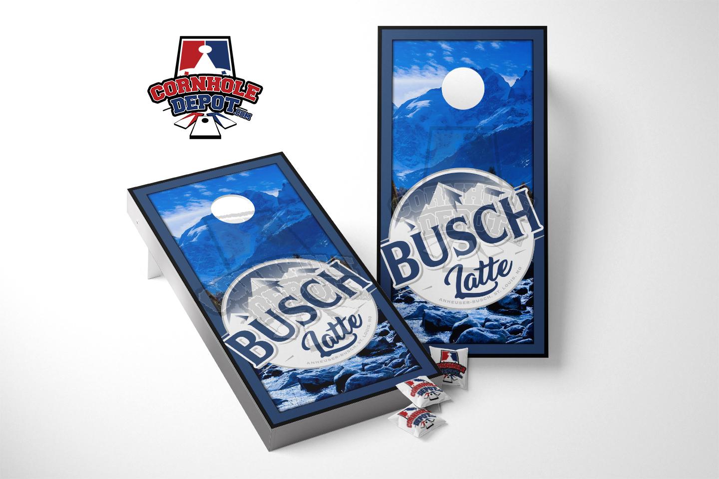 Busch Latte Mountains Cornhole Board Vinyl Wrap Laminated Sticker Set ...