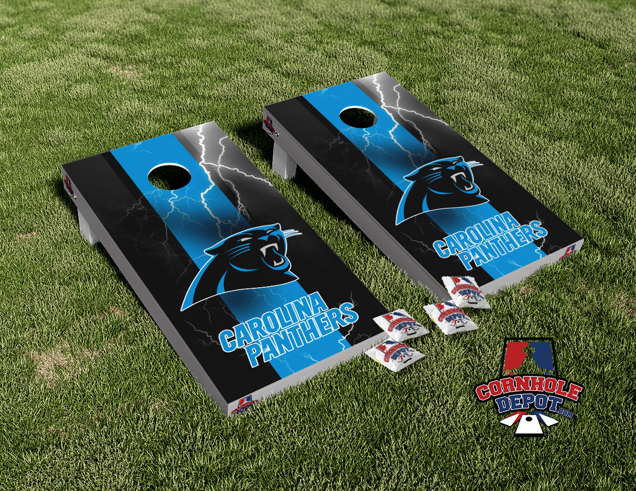 Carolina Panthers Lightning Cornhole Board Vinyl Wrap Skins Laminated ...