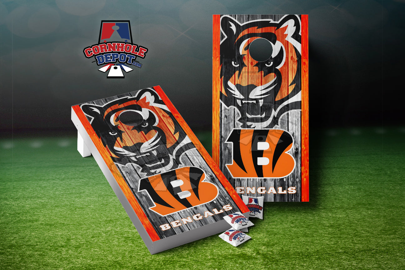 Cincinnati Bengals Washed Wood Cornhole Board Vinyl Wrap Skins Laminat ...