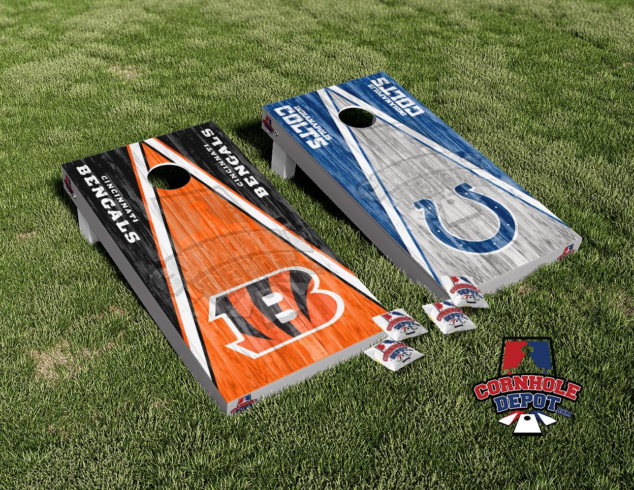 Cincinnati Bengals and Colts Split Set Cornhole Board Vinyl Wrap Skins ...