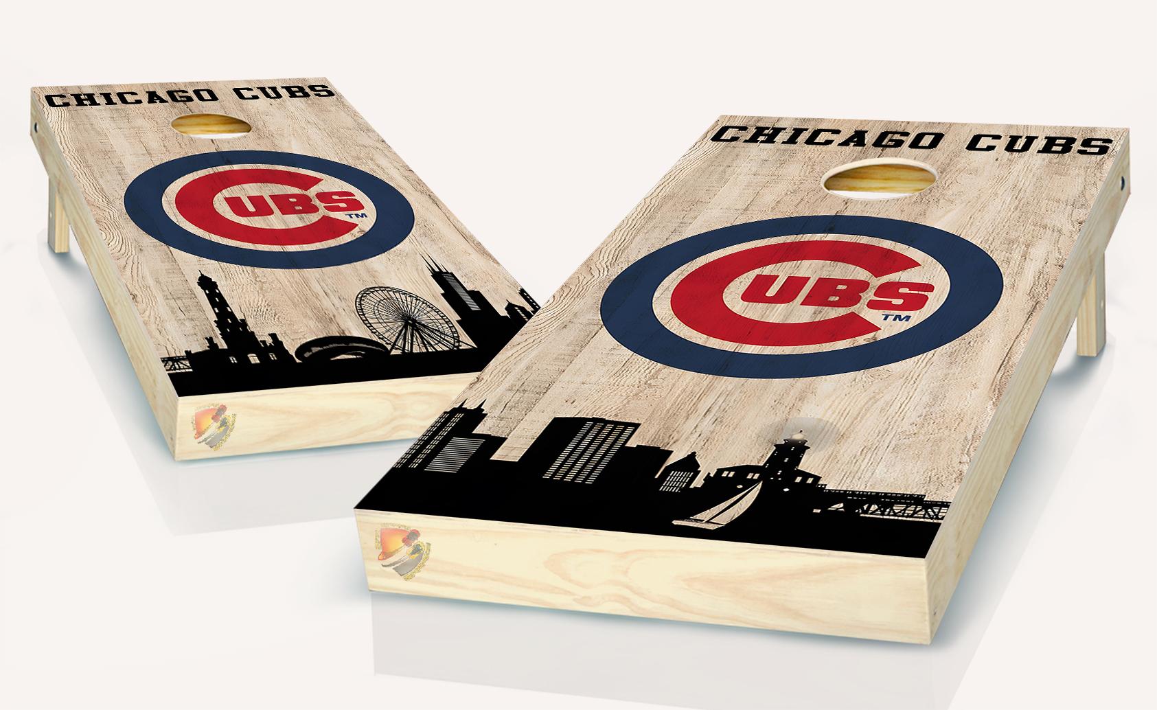 Cubs Skyline Cornhole Board Vinyl Wrap Skins Laminated Sticker Set Dec ...