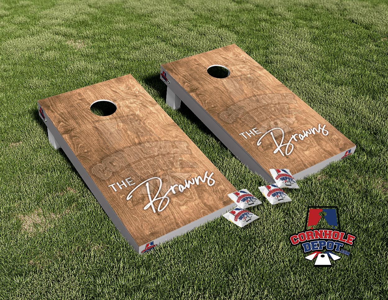 Custom Personalized Name Light Wood Cornhole Board Vinyl Wrap Skins La ...