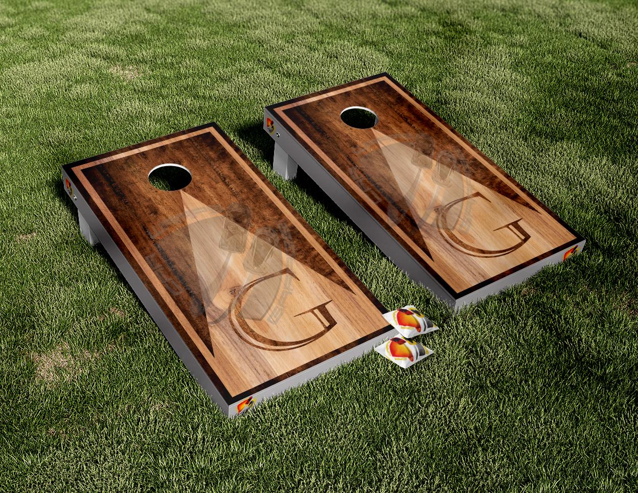 Custom Rustic Wood Monogram Triangle Style Cornhole Board Vinyl Wrap L ...