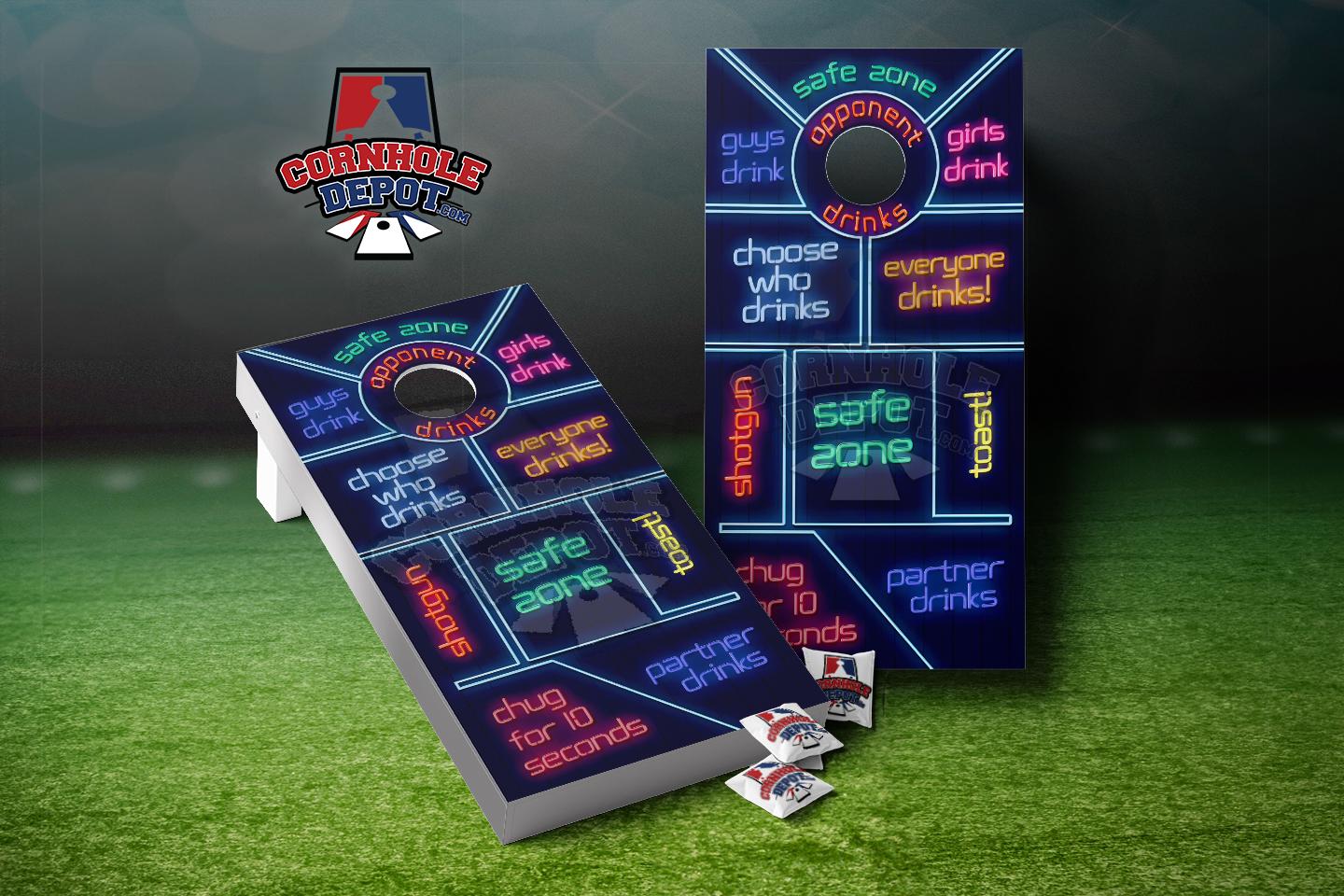 Drinking Game Neon Cornhole Board Vinyl Wrap Skins Laminated Sticker S ...