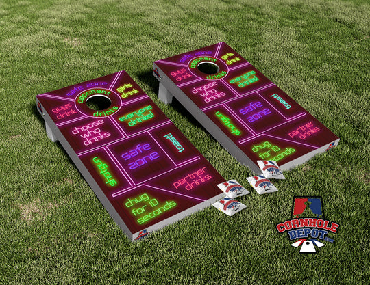 Drinking Game Neon Party Cornhole Board Vinyl Wrap Laminated Sticker S ...