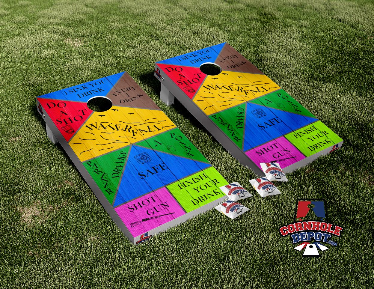 Drinking Game Waterfall Bright Cornhole Board Vinyl Wrap Skins Laminat ...