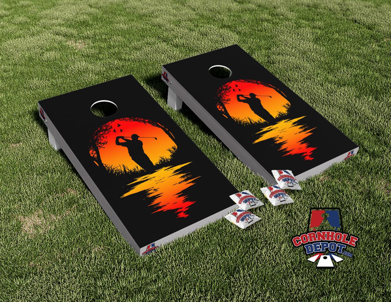 Golfer Lake Cornhole Board Vinyl Wrap Skins Laminated Sticker Set Deca ...