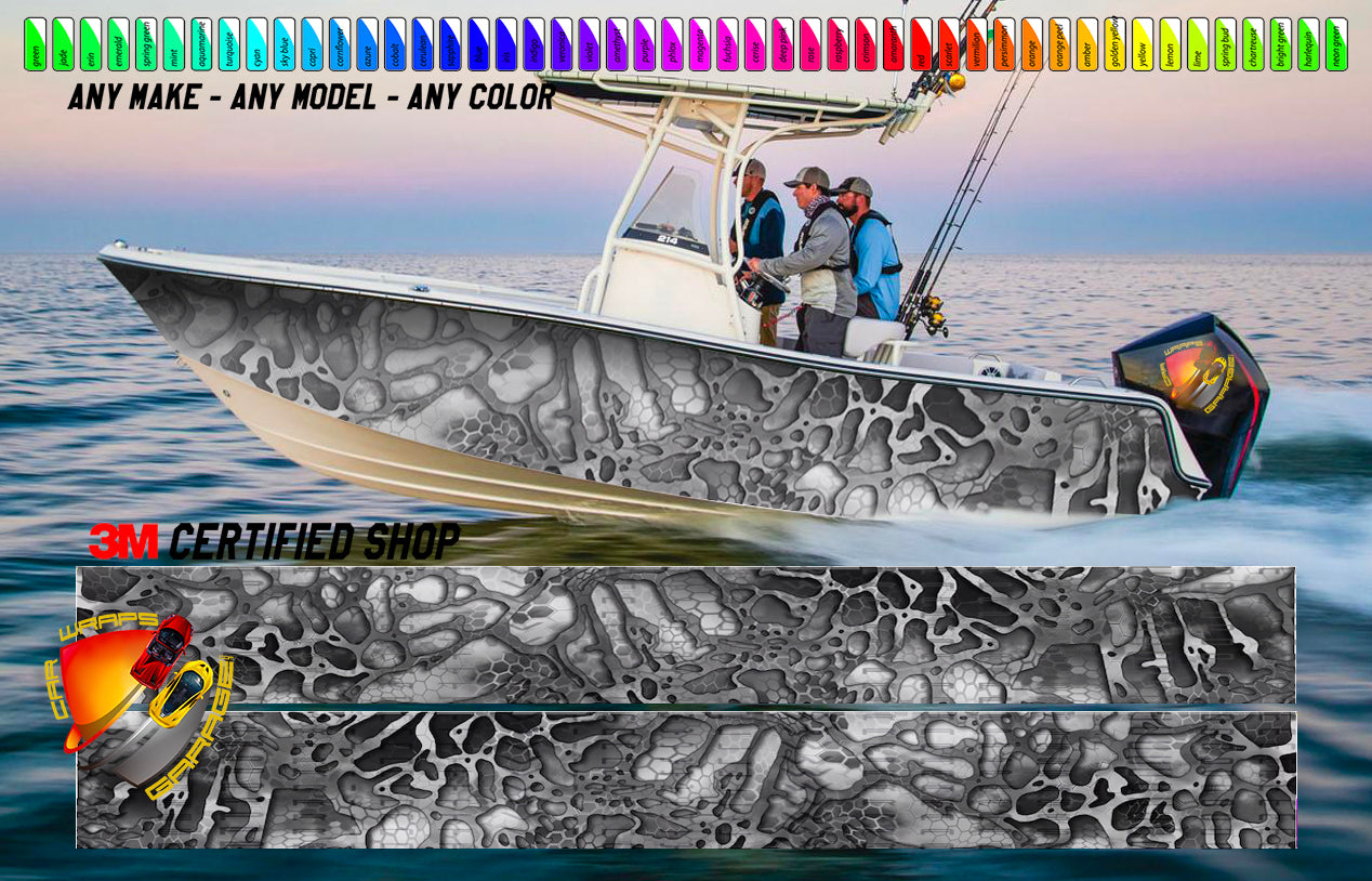 Gray Camo Graphic Vinyl Boat Wrap Decal Pontoon Sports Sportsman Conso ...