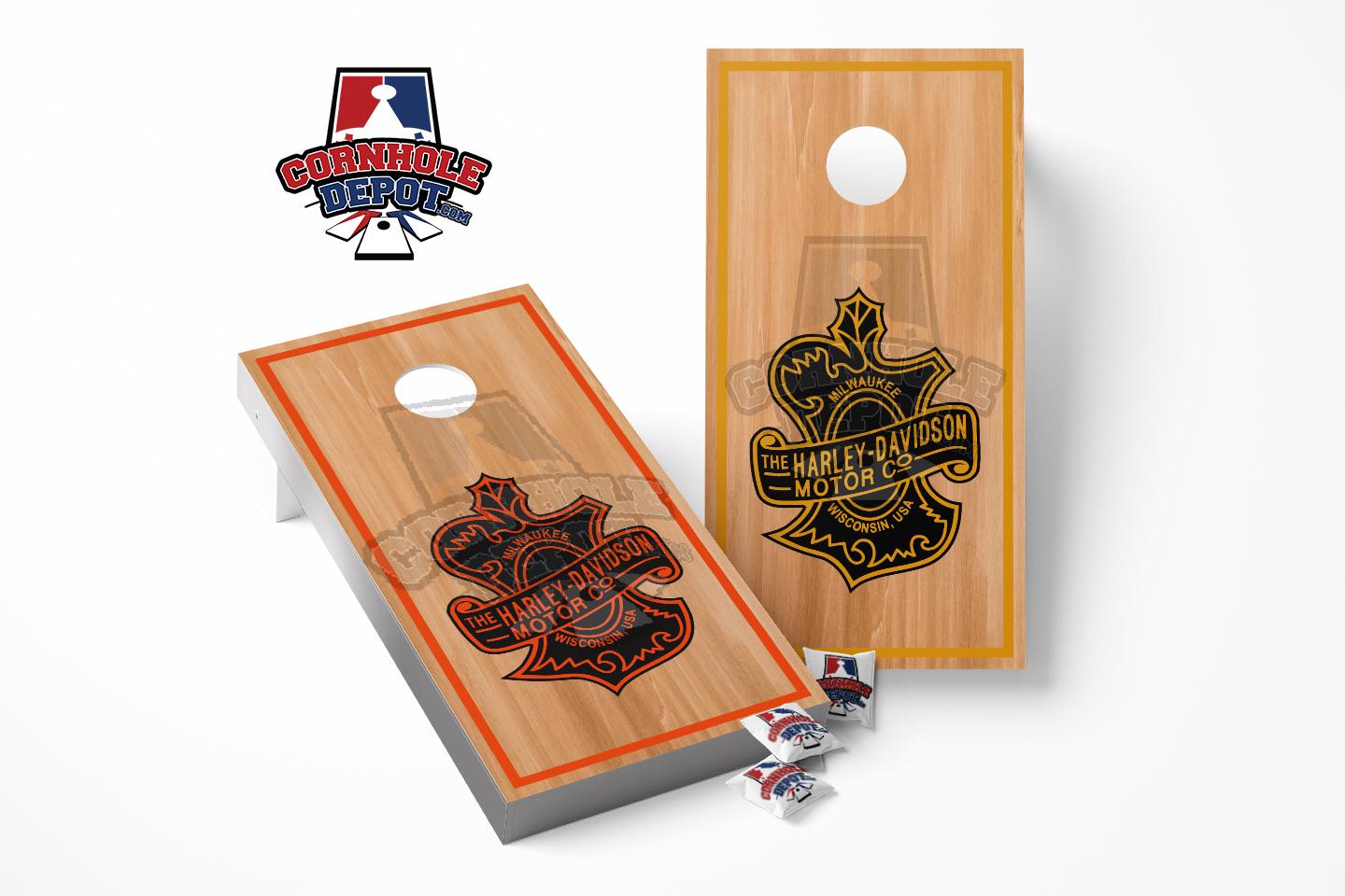 Harley Davidson Motorcycles Cornhole Wood Board Vinyl Wrap Skins Lamin ...