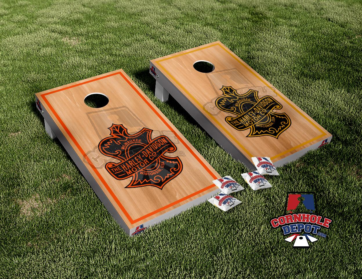 Harley Davidson Motorcycles Cornhole Wood Board Vinyl Wrap Skins Lamin ...