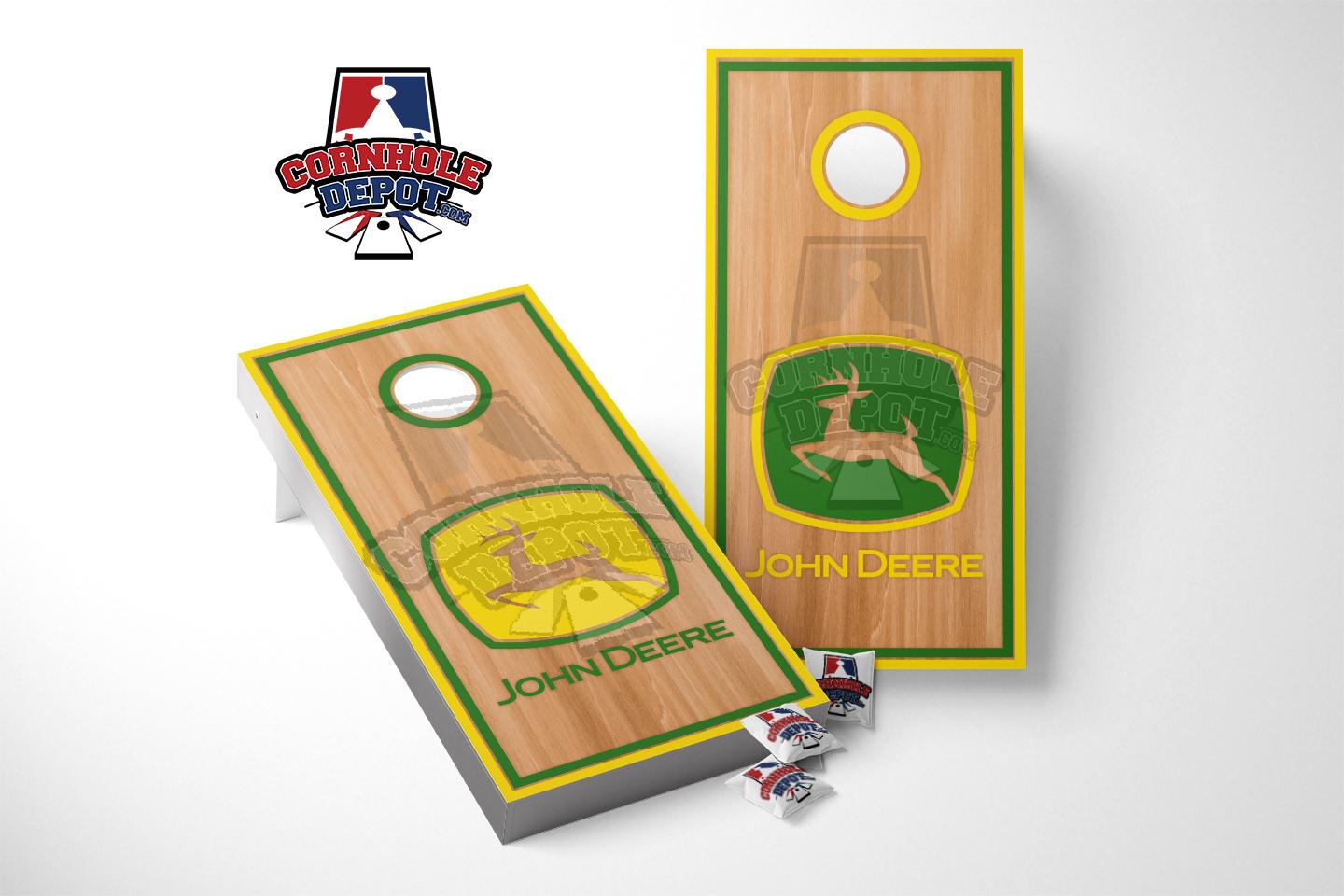 John Deere Farm Wood Cornhole Board Vinyl Wrap Laminated Sticker Set D ...