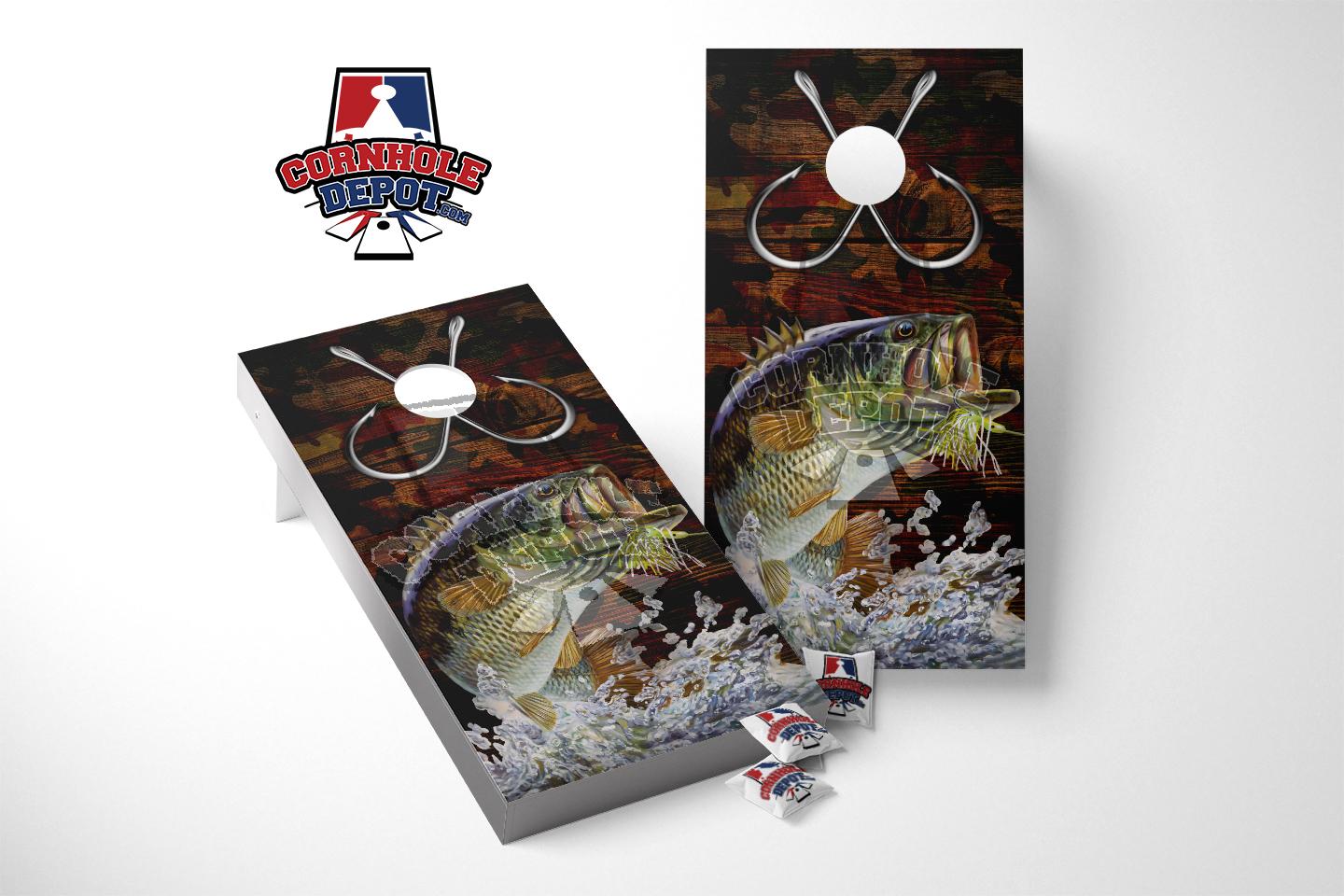 Jumping Seabass Shad with Hook Cornhole Board Vinyl Wrap Skins Laminat ...