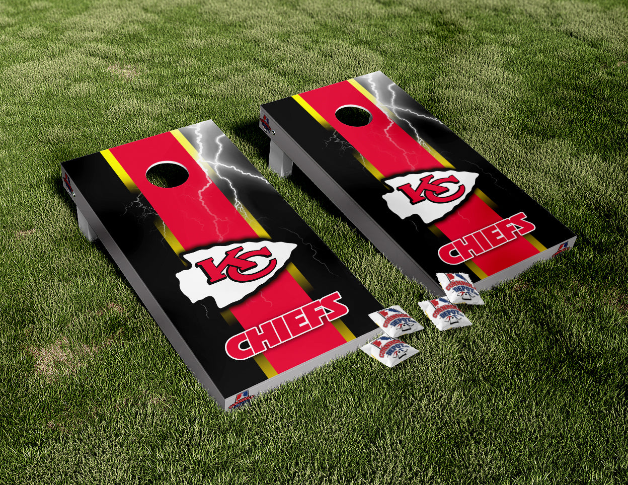 Kansas City Chiefs Lighting Cornhole Board Vinyl Wrap Laminated Sticke ...