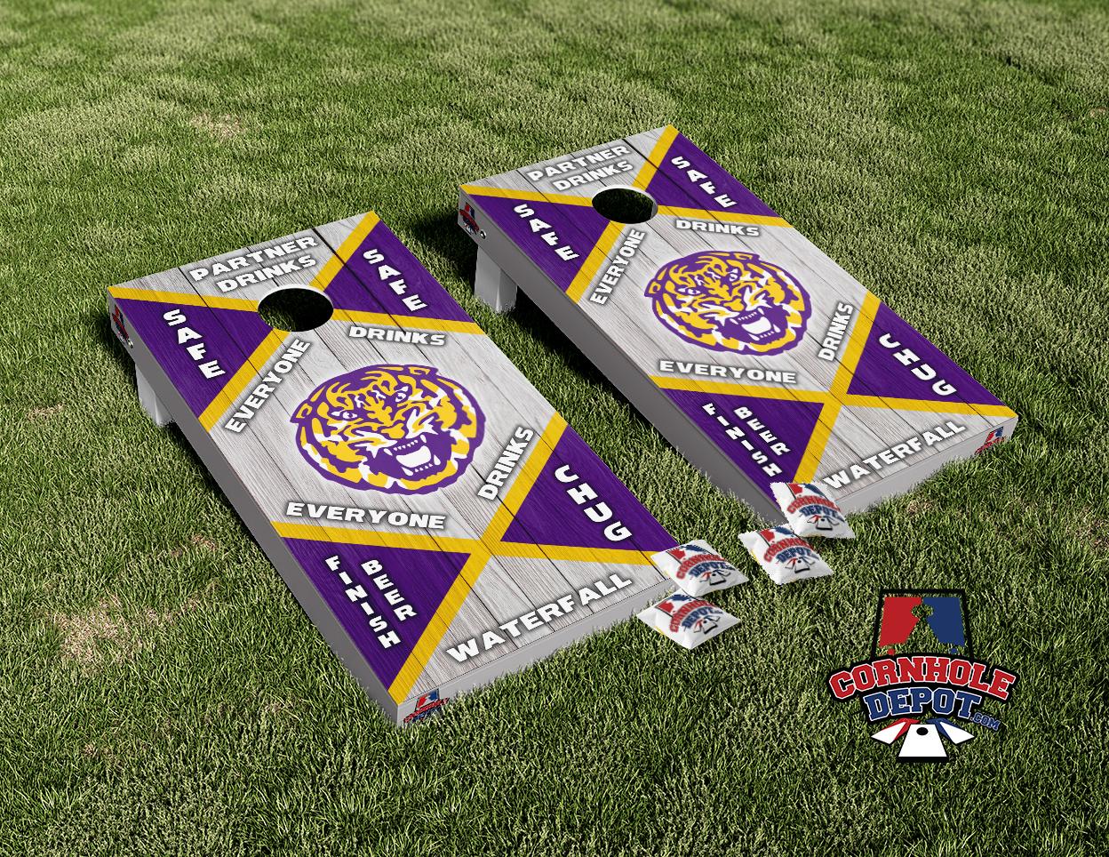 LSU Tigers Drinking Game Cornhole Board Vinyl Wrap Skins Laminated Sti ...