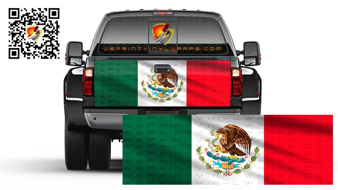 Mexican Flag Bandera de Mexico Wavy Tailgate Wrap Vinyl Graphic Decal ...