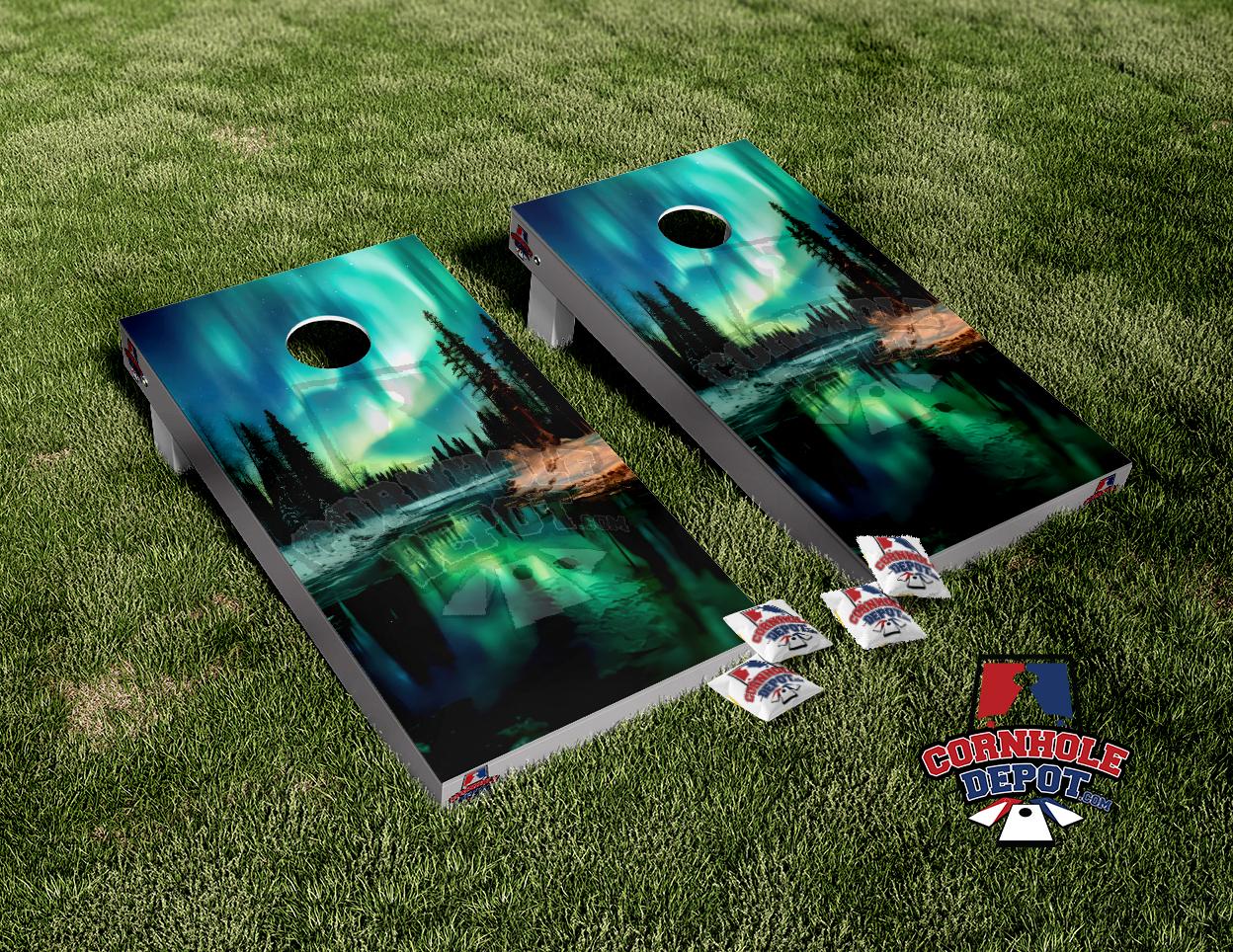 Northern Lights Cornhole Board Vinyl Wrap Skins Laminated Sticker Set ...