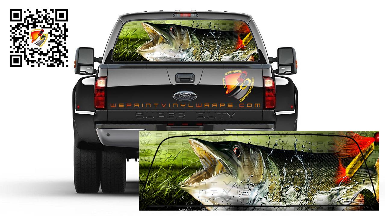 Northern Pike Fish Graphic Rear Window Tint Perforated Graphic Decal T ...