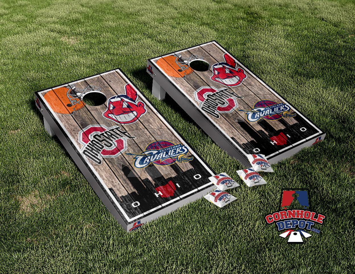 Ohio State Teams Cornhole Board Vinyl Wrap Skins Laminated Sticker Set ...