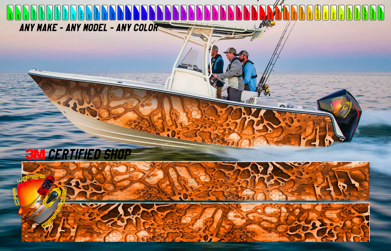 Orange Camo Graphic Vinyl Boat Wrap Decal Pontoon Sports Sportsman Con ...