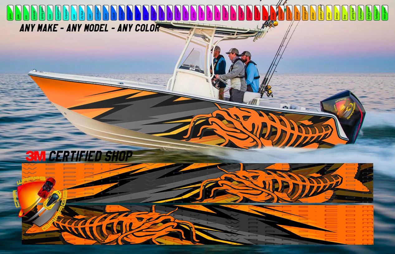 Orange Catfish Graphic Vinyl Boat Wrap Decal Bass Fishing Pontoon Spor ...