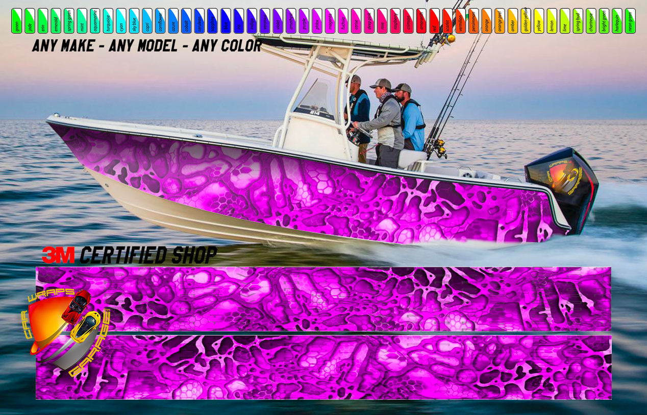 Pink Camo Graphic Vinyl Boat Wrap Decal Pontoon Sports Sportsman Conso ...