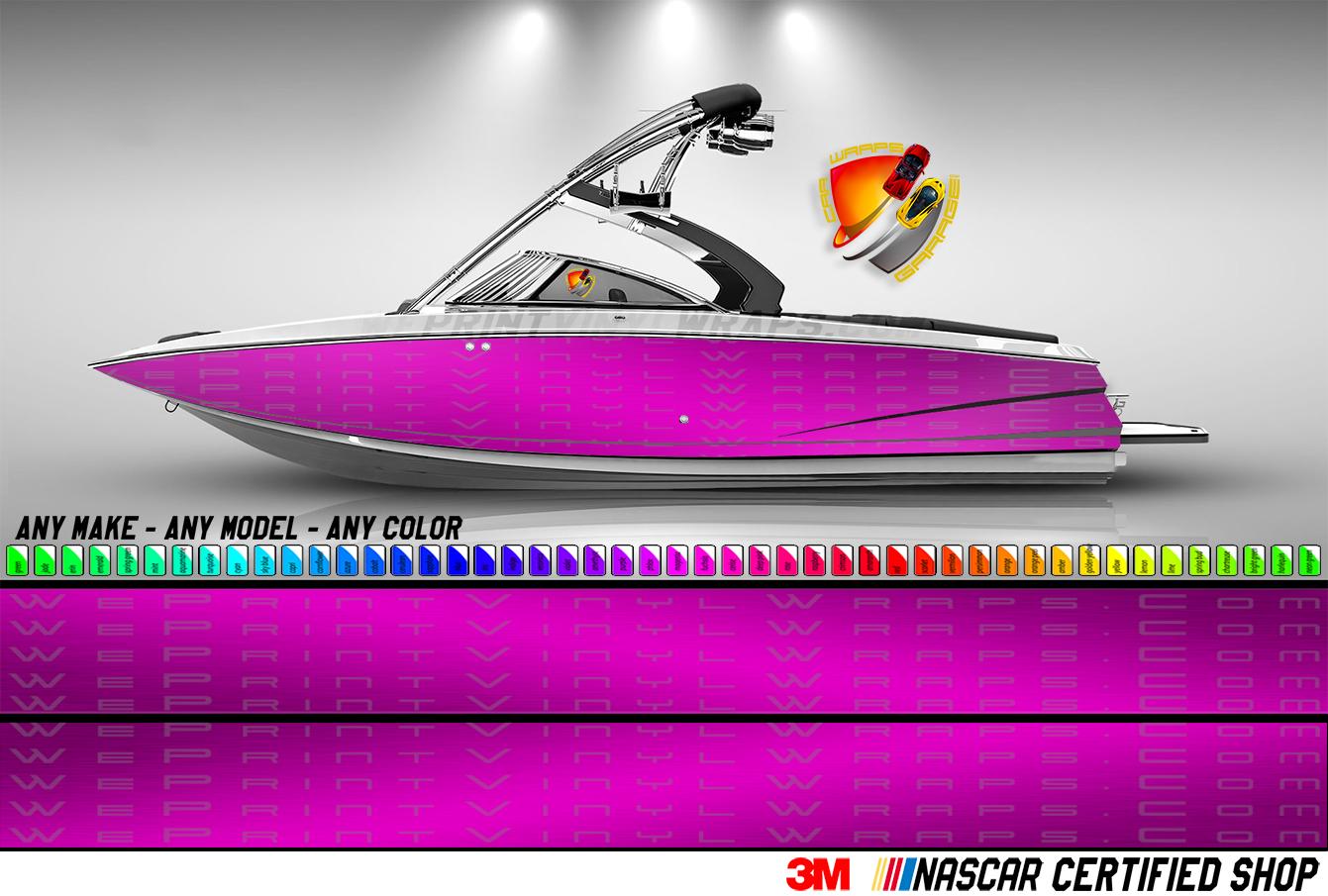 Pink Printed Brushed Aluminum Pattern Graphic Boat Vinyl Wrap Fishing ...