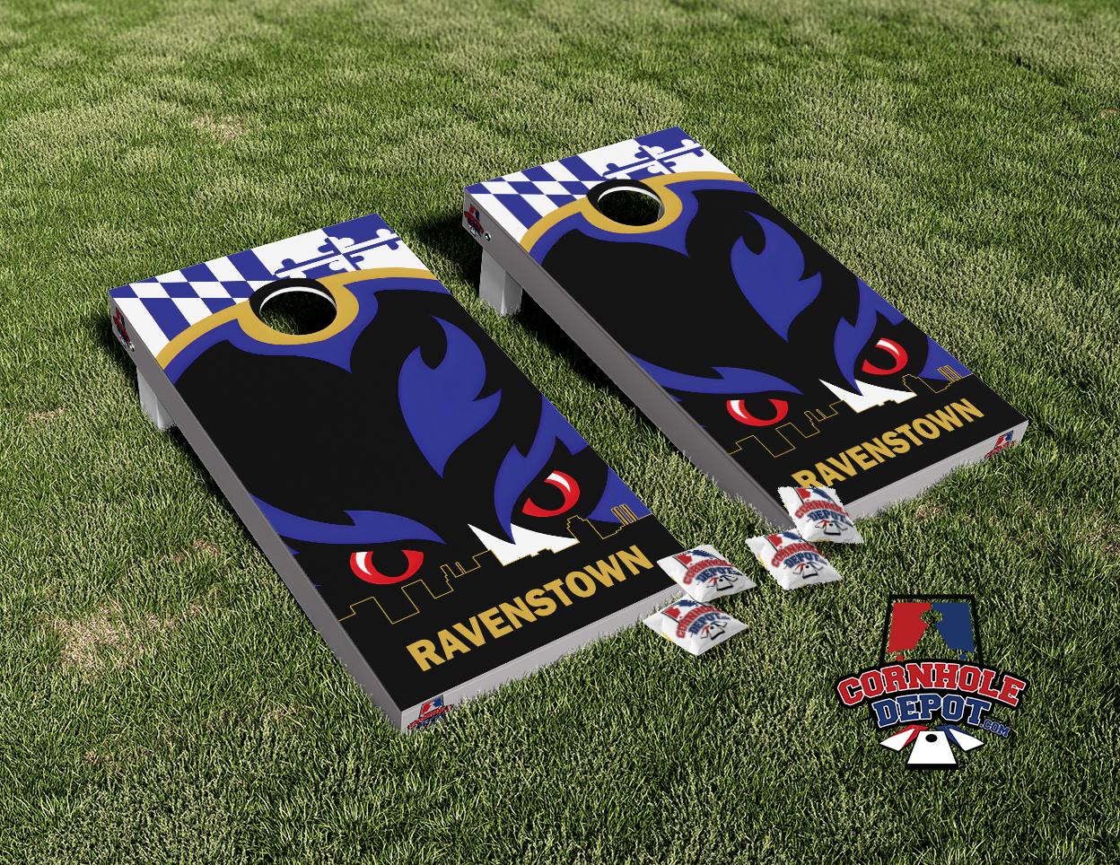 Ravens Baltimore Ravenstown Cornhole Board Vinyl Wrap Skins Laminated ...