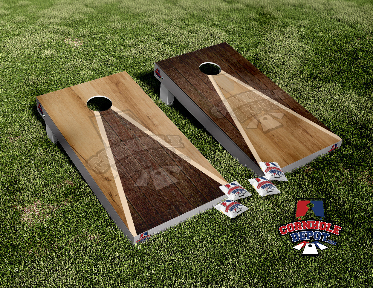 Rustic Wood Triangle Style Cornhole Board Vinyl Wrap Skins Laminated S ...