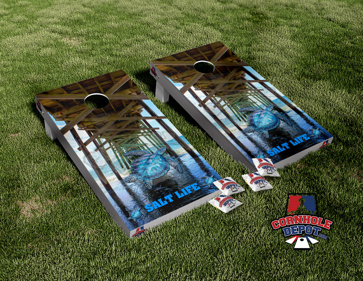 Sea Turtle Ocean Salt Life Cornhole Board Vinyl Wrap Skins Laminated S ...