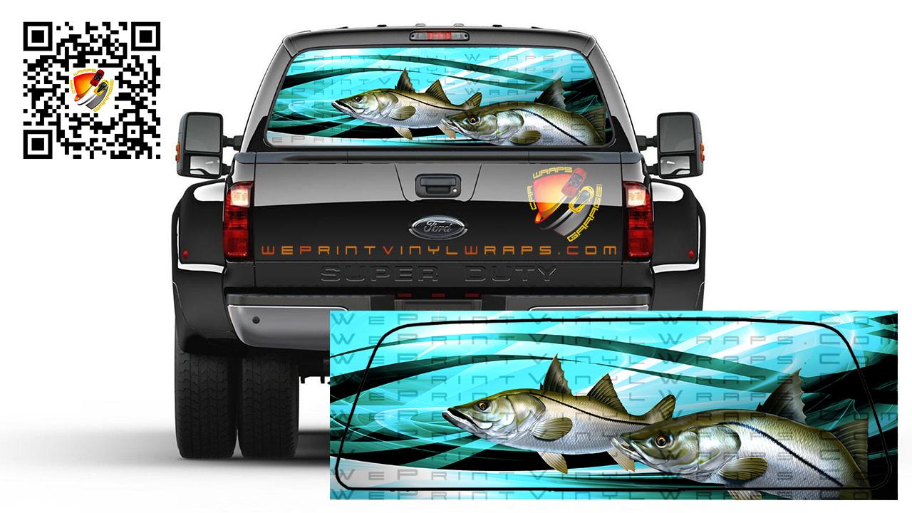 Snook Tropical Fishes Rear Window Tint Perforated Vinyl Graphic Decal ...