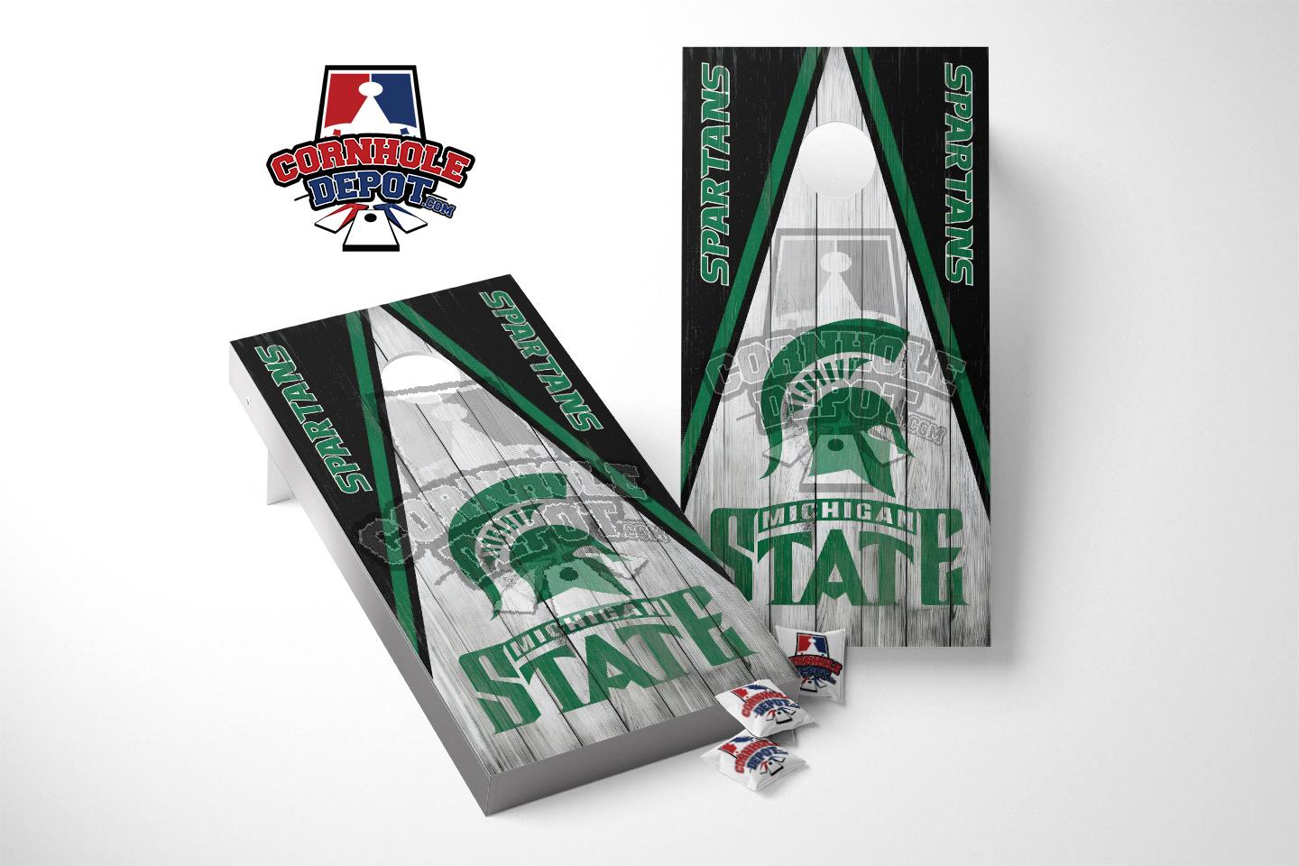Spartans Michigan Cornhole Board Vinyl Wrap Skins Laminated Sticker Se ...