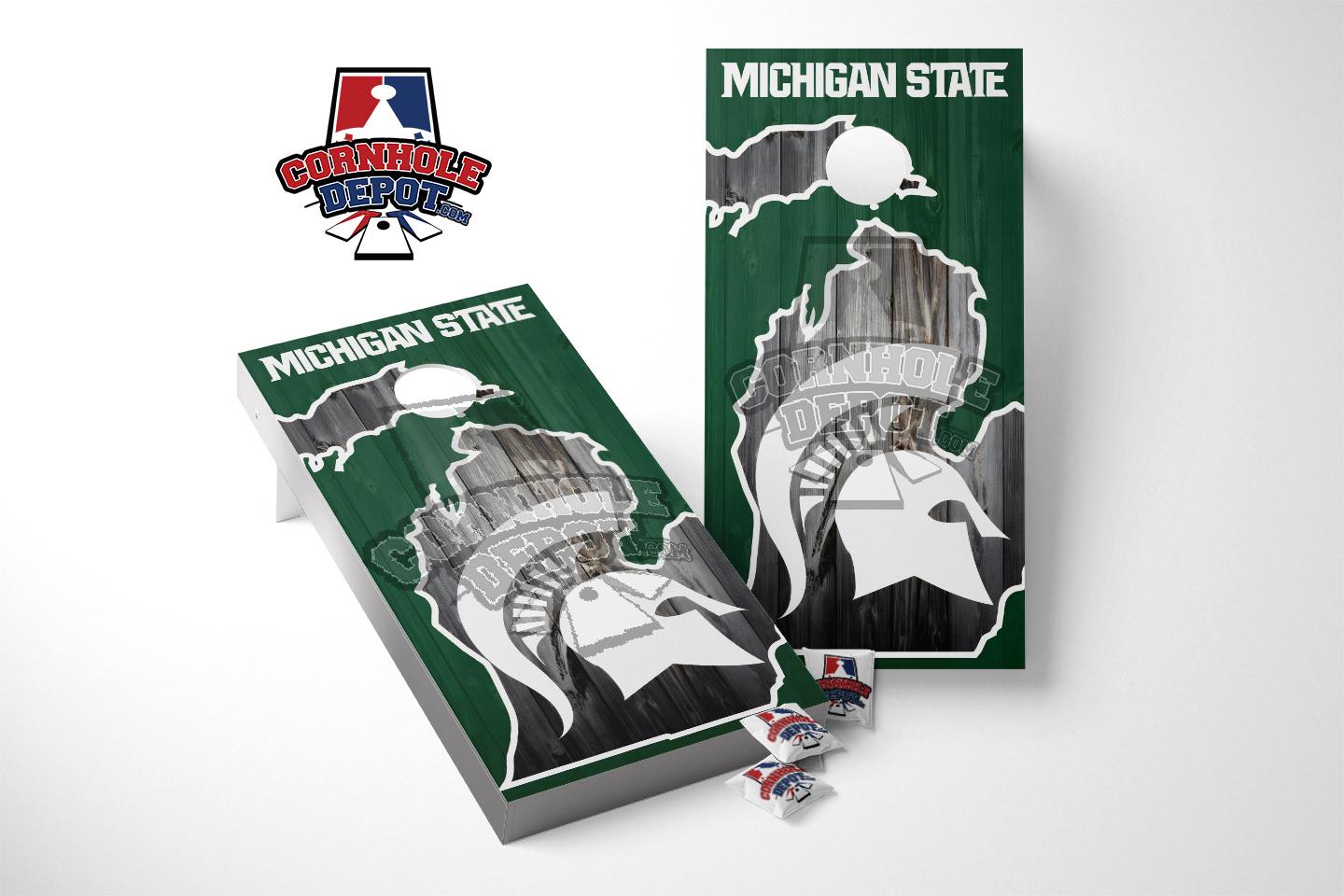 Spartans Michigan Cornhole Board Vinyl Wrap Skins Laminated Sticker Se ...
