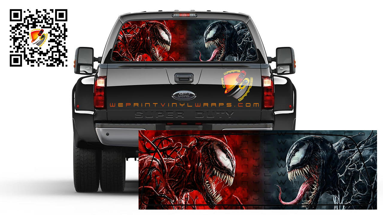Spiderman Carnage and Venom Rear Window Tint Perforated Vinyl Graphic ...