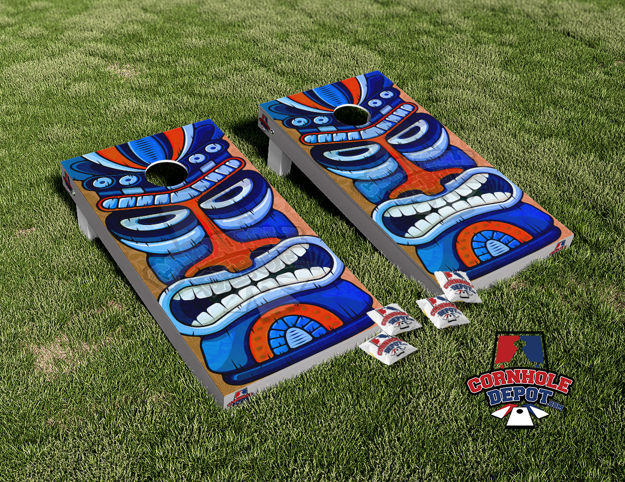 Tiki Hut Dark Blue Cornhole Board Vinyl Wrap Skins Laminated Sticker S ...