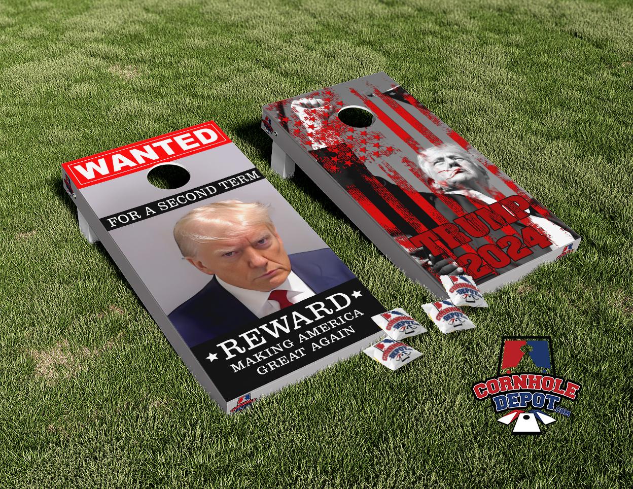 Trump 2024 Reward Make America Great Again/Fight Split Set Cornhole Bo ...