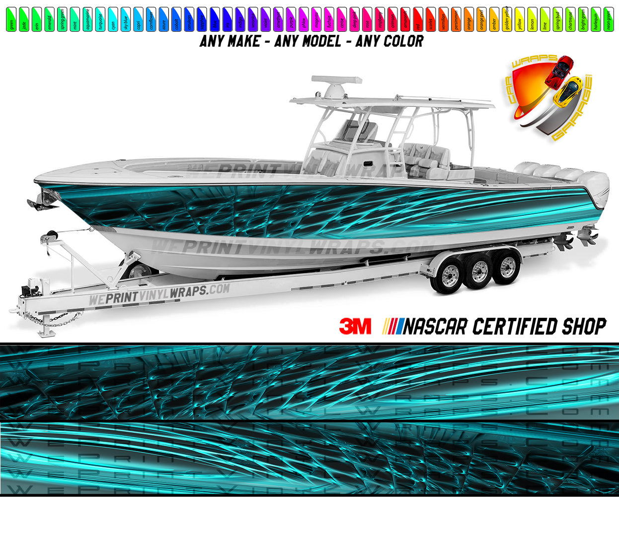 Turquoise Graphic Vinyl Boat Wrap Decal Fishing Pontoon Sportsman Cons ...