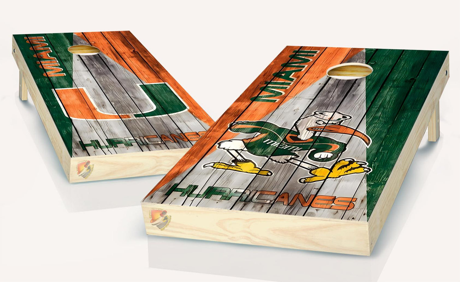 UM Hurricanes Cornhole Board Vinyl Wrap Laminated Sticker Set Decal ...